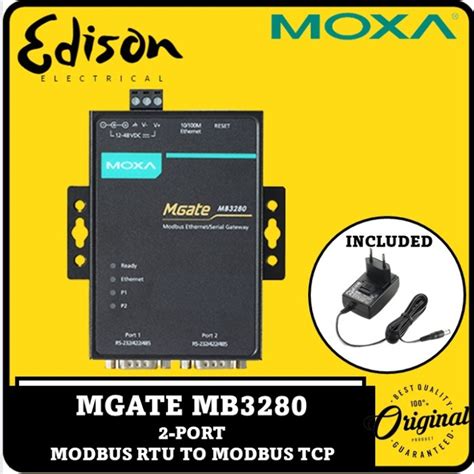 Jual MOXA Mgate MB3280 2 Port Serial To Ethernet Modbus Gateways RTU To TCP Jakarta Barat