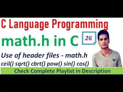 Math H Use Of Inbuilt Header Files In C Sqrt Pow Sin Cbrt C Programming Language