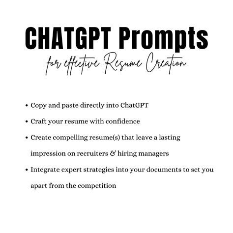 Chatgpt Prompts For Resume Building Chatgpt For Resumes Etsy