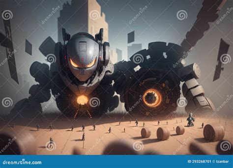 A Robot Navigating Through A Complex Maze Of Everyday Objects Ai Generated Stock Illustration