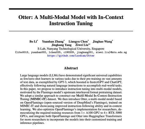 Ak On Twitter Otter A Multi Modal Model With In Context Instruction Tuning Abs