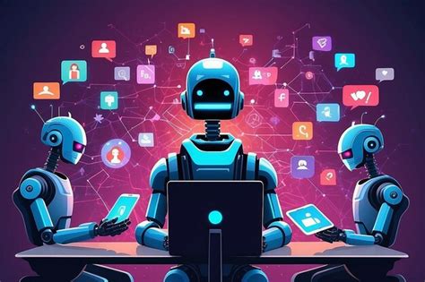 Premium Photo Social Media Bots Vector Illustration Fake Accounts In