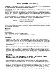 Density Lab Mass Volume And Unknown Solids