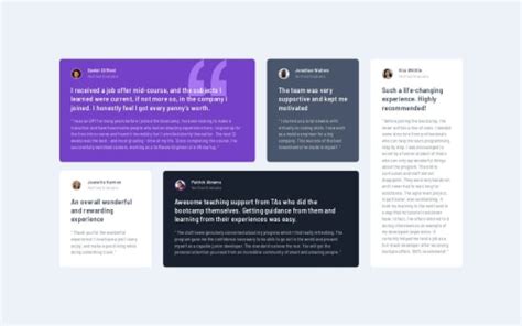 Responsive Testimonials Grid Section React And Tailwind Coding Challenge Solution Frontend Mentor