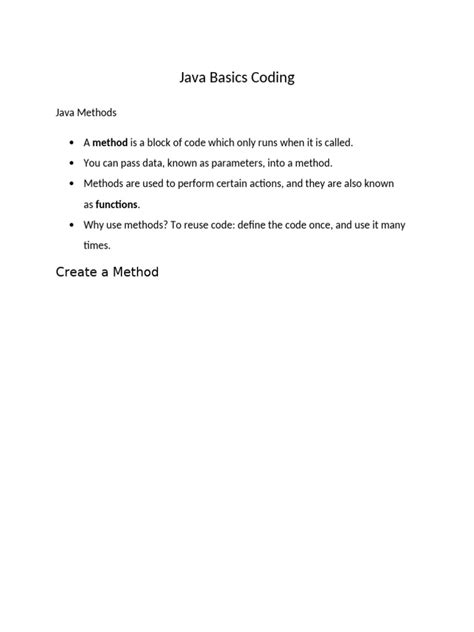 Java Basics Coding Pdf