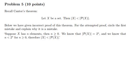 Solved Problem 5 10 Points Recall Cantors Theorem Let X