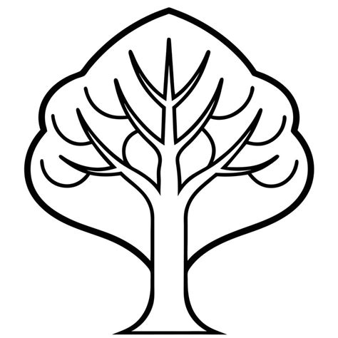 Stylized Tree Outline Isolated On White Background Artistic Black And