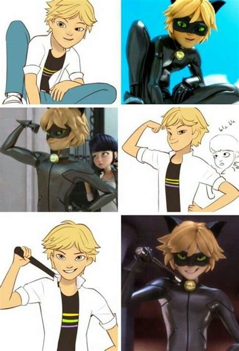 Adrien In Chat Noir Position Film Manga Chatons Noirs Chat Noir Et