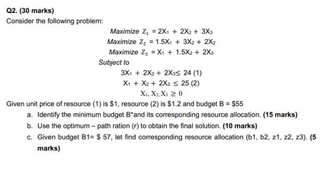 Solved Q Marks Consider The Following Problem Chegg Com