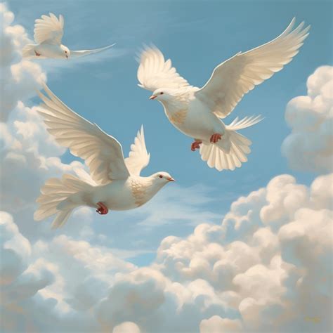 Premium Ai Image Doves And Clouds Ai