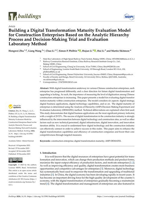 Pdf Building A Digital Transformation Maturity Evaluation Model For Construction Enterprises