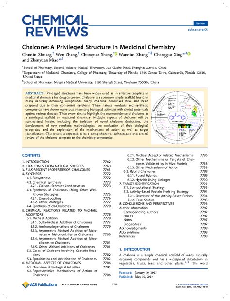 Chalcone A Privileged Structure In Medicinal Chemistry Chalcone Is A