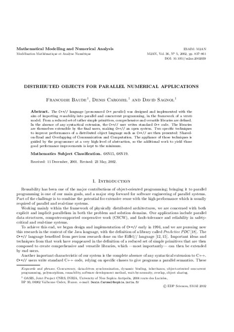 pdf distributed objects for parallel numerical applications