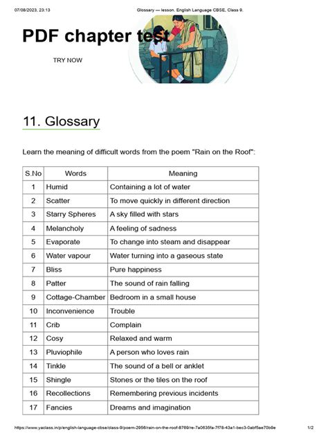 Glossary Lesson English Language Cbse Class 9 Pdf