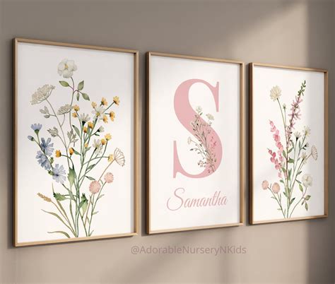 Boho Nursery Wall Art Floral Nursery Art Girl Nursery Decor