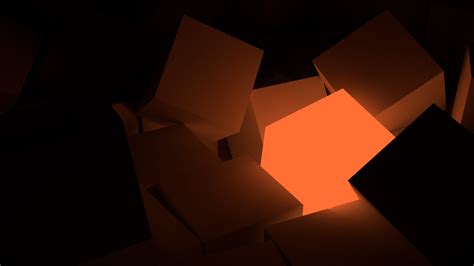 Radiant Orange Cube Abstract Hd Wallpaper Glow
