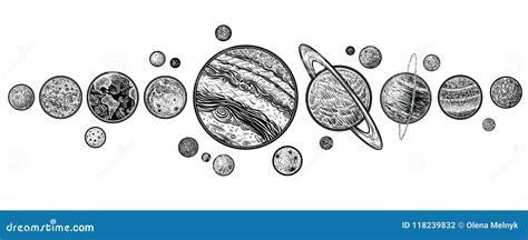 Planets In Solar System Hand Drawn Vector Illustrations Stock Vector