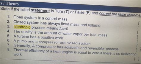 Solved True Or False And Correct The False Statment In