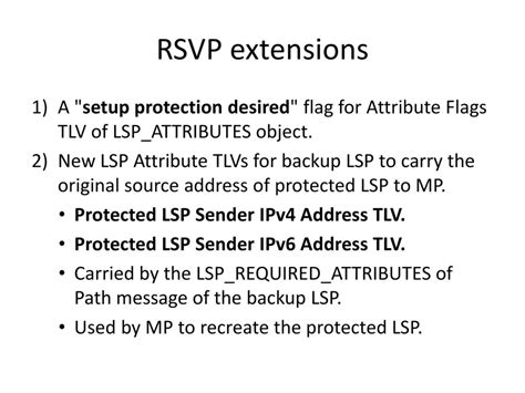 rsvp setup protection draft shen mpls rsvp setup protection ppt download