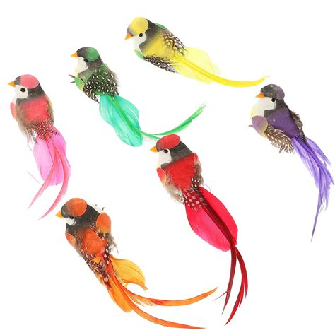 Worgeous 6pcs Portable Small Birds Models Realistic Bird Figurines