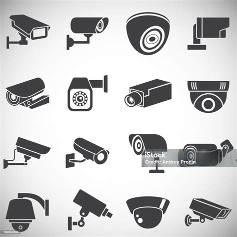 그래픽 및 웹 디자인에 대한 배경에 설정 된 Cctv 관련 아이콘 간단한 그림 웹 사이트 버튼 또는 모바일 앱에 대한 인터넷
