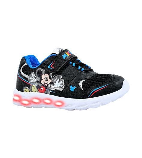 Zapatillas Mickey Happy Negro Con Luz Al Pisar