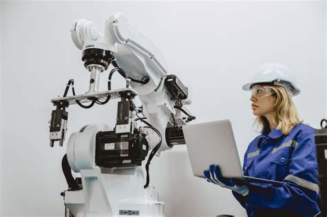 Premium Photo Engineer Women University Student Learn Control Operate And Program Industry