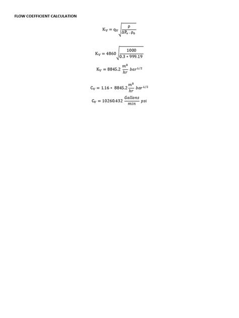 Flow Coefficient Calculation Pdf
