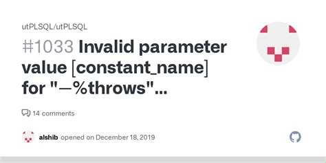 Invalid Parameter Value [constant Name] For Throws Annotation · Issue 1033 · Utplsql