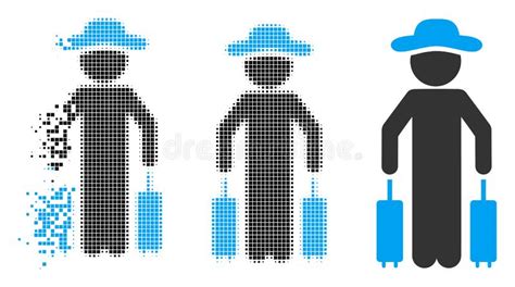 Dissolved Dotted Halftone Gentleman Passenger Icon Stock Vector