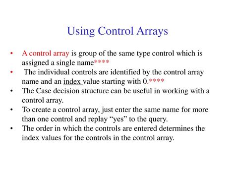 Ppt Chapter Six Working With Arrays In Visual Basic Powerpoint
