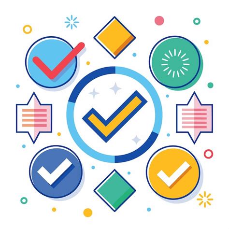 체크 마크 아이콘 체크마크 터 세트 체크 박스 표시 승인된 기호 일러스트레이션 프리미엄 Ai 생성 벡터