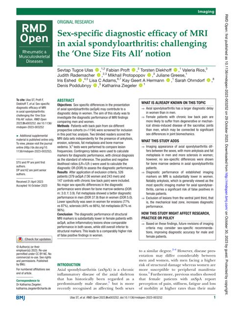 pdf sex specific diagnostic efficacy of mri in axial