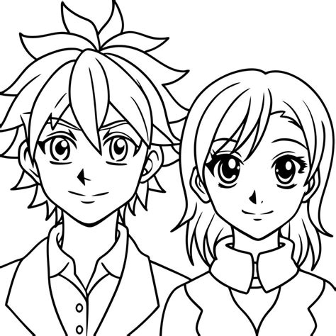 Anime Couple Coloring Pages 51005507 Vector Art At Vecteezy