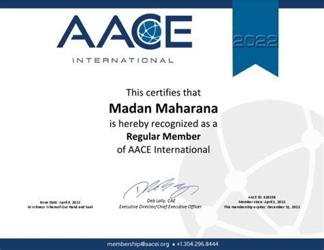 Aace International 2022 Membership Certificate Pdf
