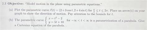 Solved Objective Model Motion In The Plane Using Chegg