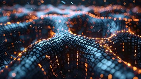 Futuristic Digital Neuron Network Concept With Illuminating Binary