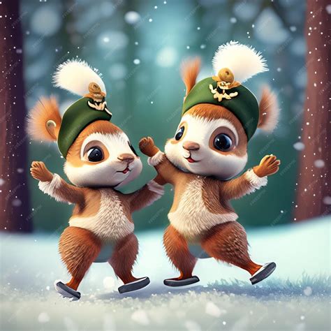 Premium Ai Image Two Cute Squirrels Dancing