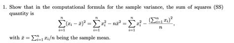 solved show that in the computational formula for the sample