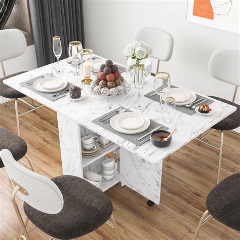 Folding Dining Table Extendable Multifunction Table Save Spacewith 2