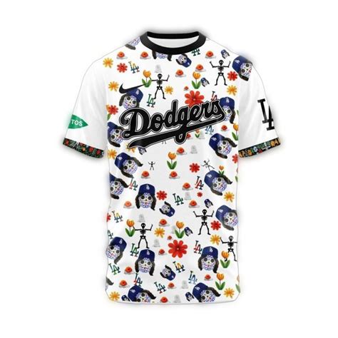 Los Angeles Dodgers Dia De Los Muertos All Over Print T Shirt Jann Art