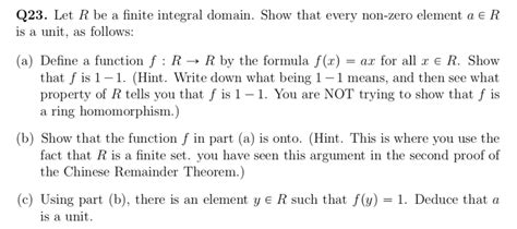 solved q23 let r be a finite integral domain show that