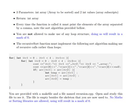 Solved I Must Write A C Recursive Sort Program That Sorts Chegg