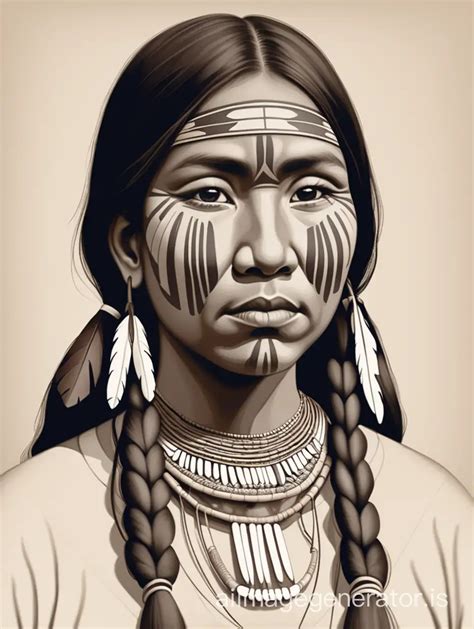 Portrait Of Ojibwe Woman With Featureless Face Ai Image Generator