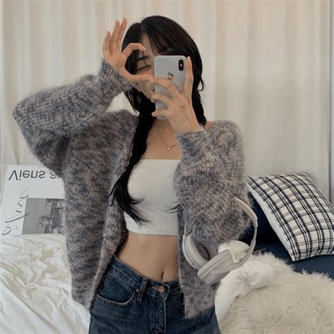 [여리핏 루즈핏] 보카시 그라데이션 브이넥 가디건 5col 에이블리