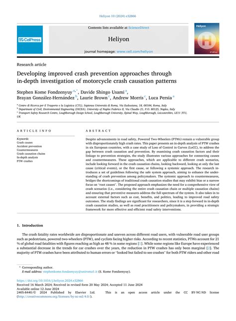Pdf Developing Improved Crash Prevention Approaches Through In Depth