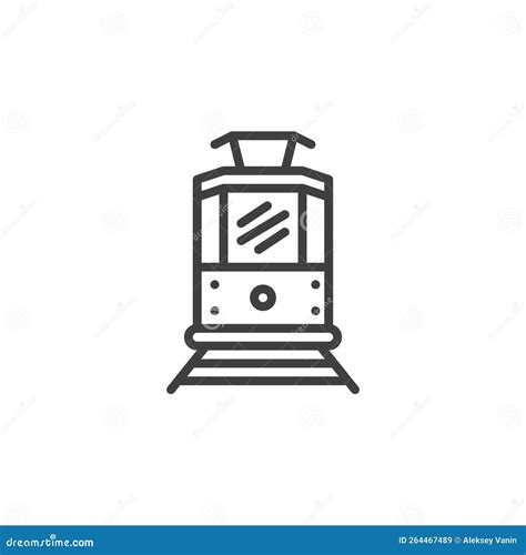 Tram Front View Line Icon Stock Vector Illustration Of Simple 264467489