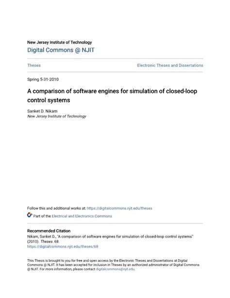 A Comparison Of Software Engines For Simulation Of Closed Loop Control Systems Docslib