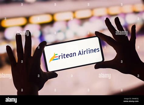 In This Photo Illustration The Eritrean Airlines Logo Is Displayed On A Smartphone Screen It