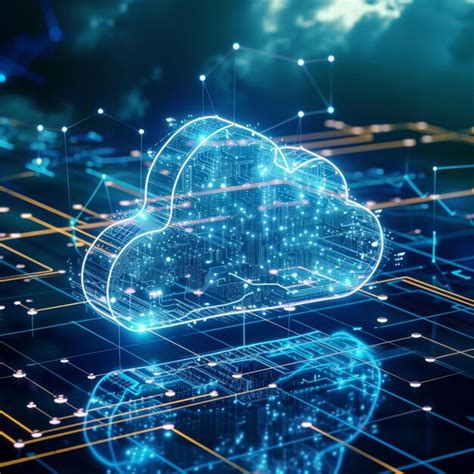 Digital Cloud Illustration Over Circuit Board Network Premium Ai Generated Image